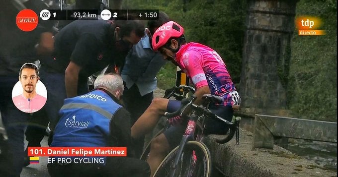 Daniel Felipe Martínez sufrió fuerte caída en la Vuelta a España